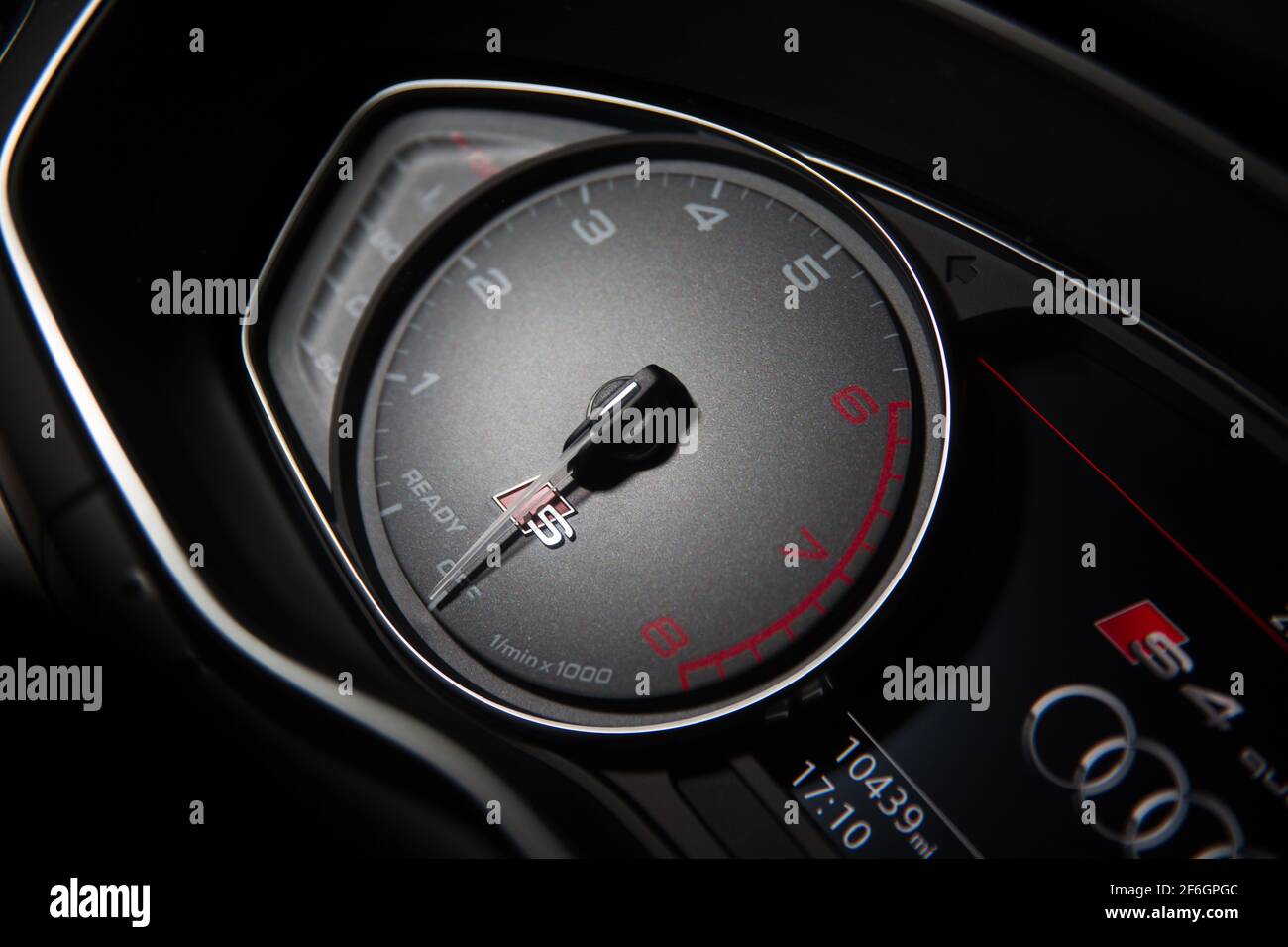 The Rev Counter Of A 2018 Audi S4 With Standard Dashboard Stock Photo ...