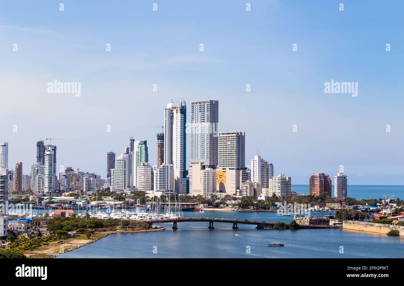 Skyline of Cartagena de indias. Colombia south america. Caribbean coast ...