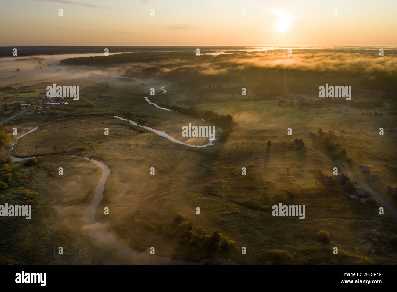 Drone aerial view river landscape. Summer landscape Stock Photo - Alamy