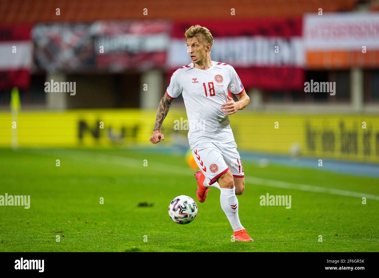 Vienna, Austria. March 31, 2021: Daniel Wass of Denmark during Austria ...