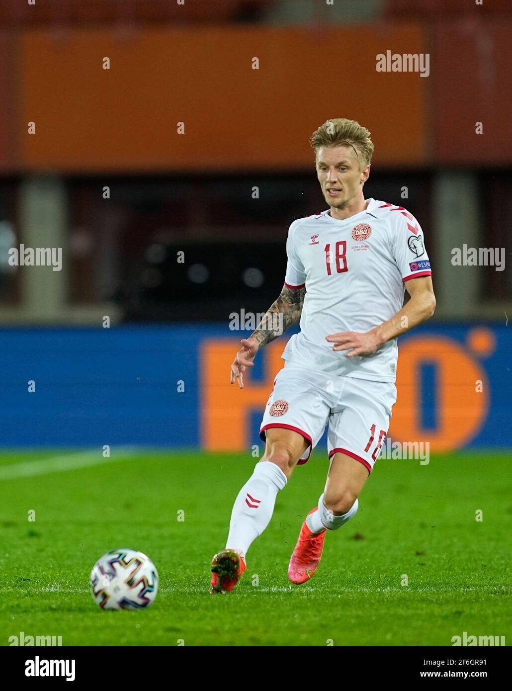 Vienna, Austria. March 31, 2021: Daniel Wass of Denmark during Austria ...