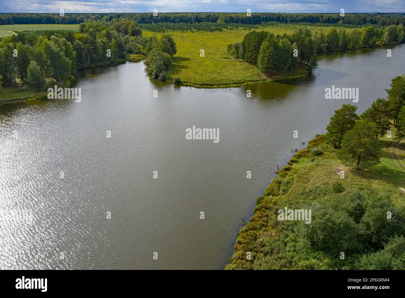 Drone aerial view river landscape. Summer landscape Stock Photo - Alamy