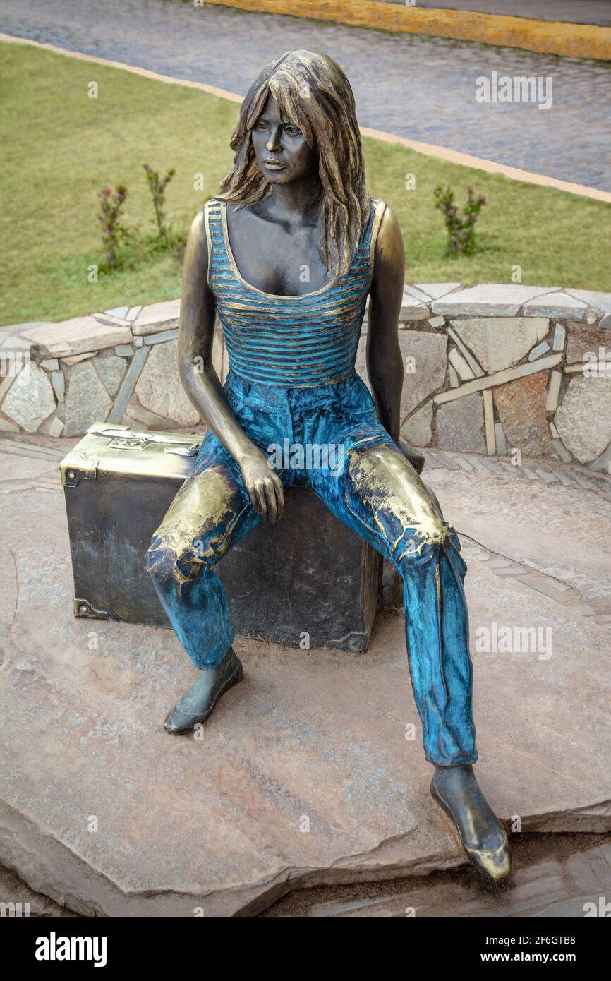 Brigitte Bardot bronze statue by Christina Motta, Buzios Brazil Stock ...