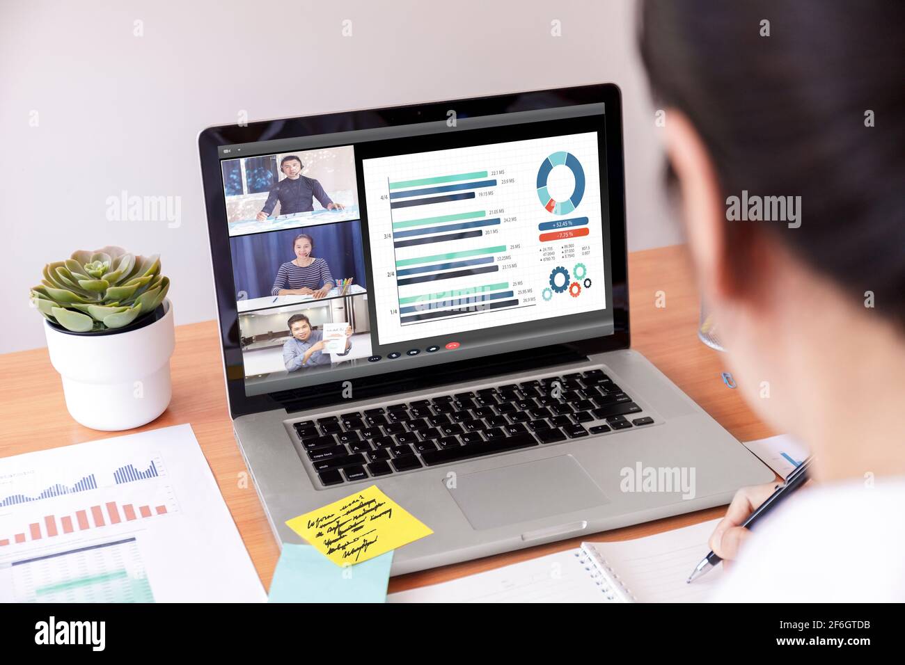 Businessman and businesswoman analysis financial chart with ...