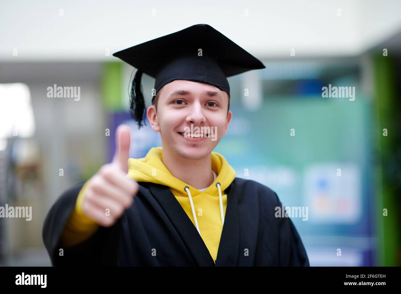 Happy man portrait on her graduation day University. Education and ...