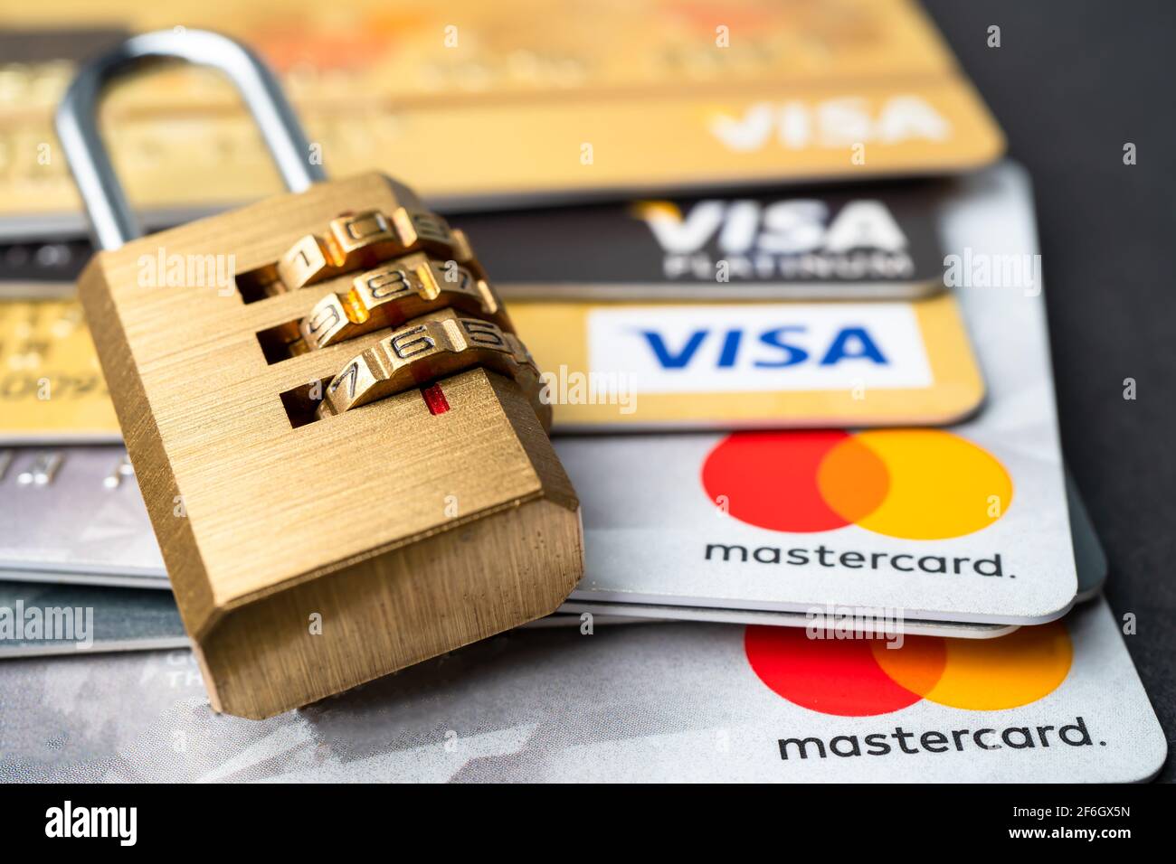 Bangkok, Thailand - July 1, 2020 Golden security digital password lock ...