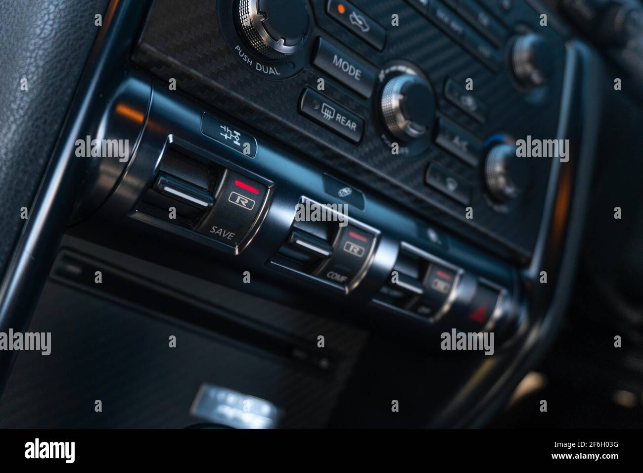 A Mode Select Button Inside the 2013 Nissan GTR R35 Premium In R Mode ...