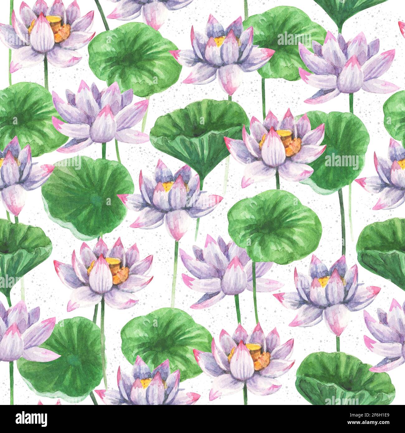 Artistic seamless patterns with watercolor painted lotus flowers and ...