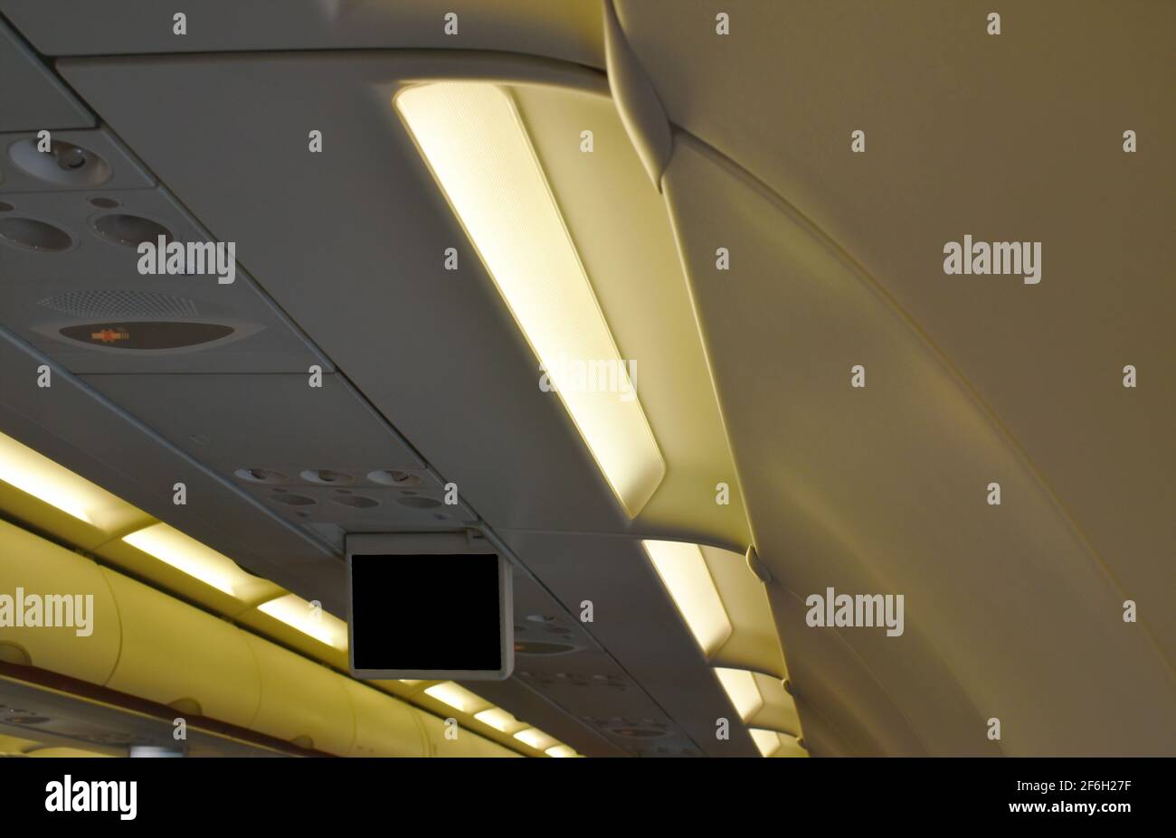 Airplane Cabin Interior Exit Sign High Resolution Stock Photography and ...