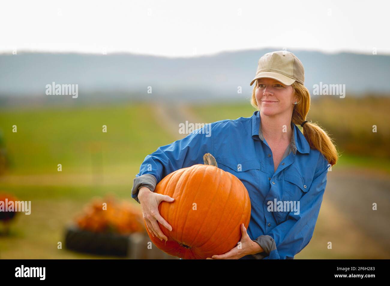 Woman carrying pumpkins hi-res stock photography and images - Alamy