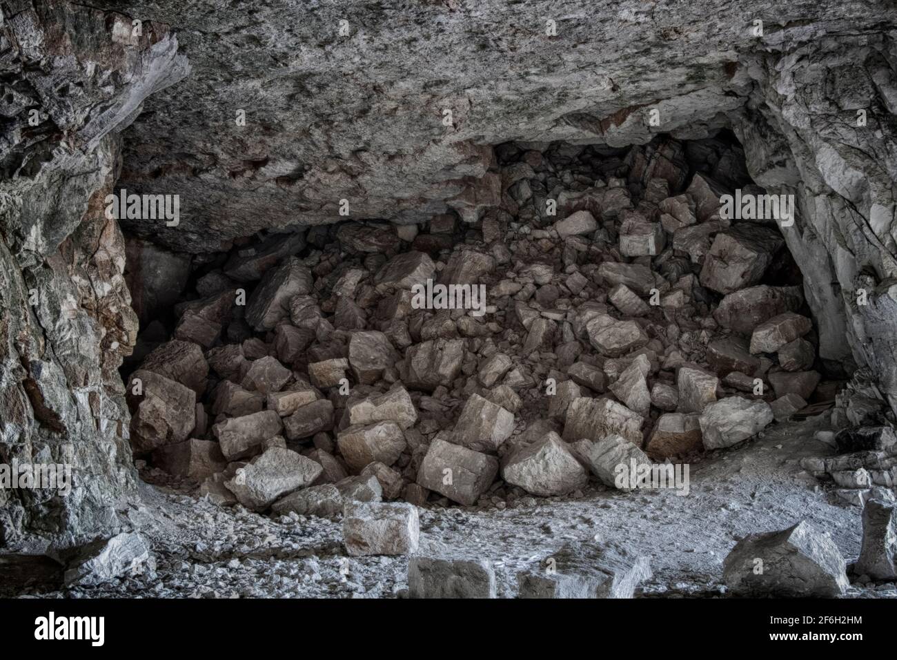 Inside the old abandoned limestone mining adits Stock Photo - Alamy