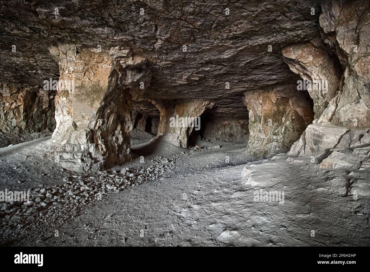 Inside the old abandoned limestone mining adits Stock Photo - Alamy