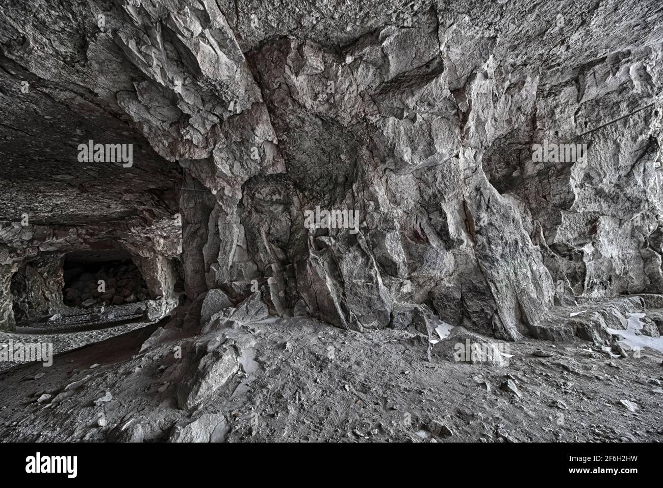Inside the old abandoned limestone mining adits Stock Photo - Alamy