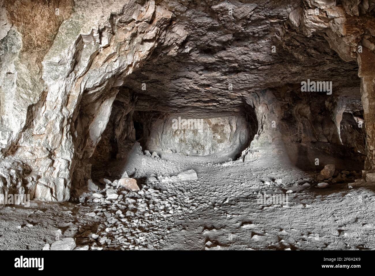 Inside the old abandoned limestone mining adits Stock Photo - Alamy