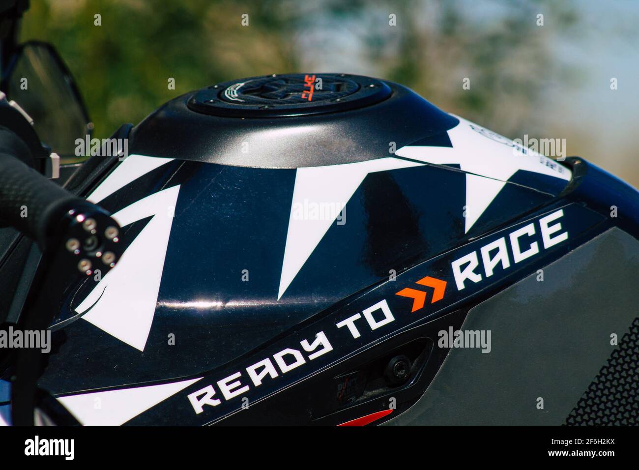 Reims France March 31, 2021 Closeup of a KTM 190 JUKE motorcycle parked ...