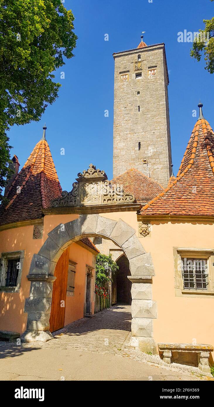 Rothenburg ob der Tauber city gate portal with watchtower medieval gate ...