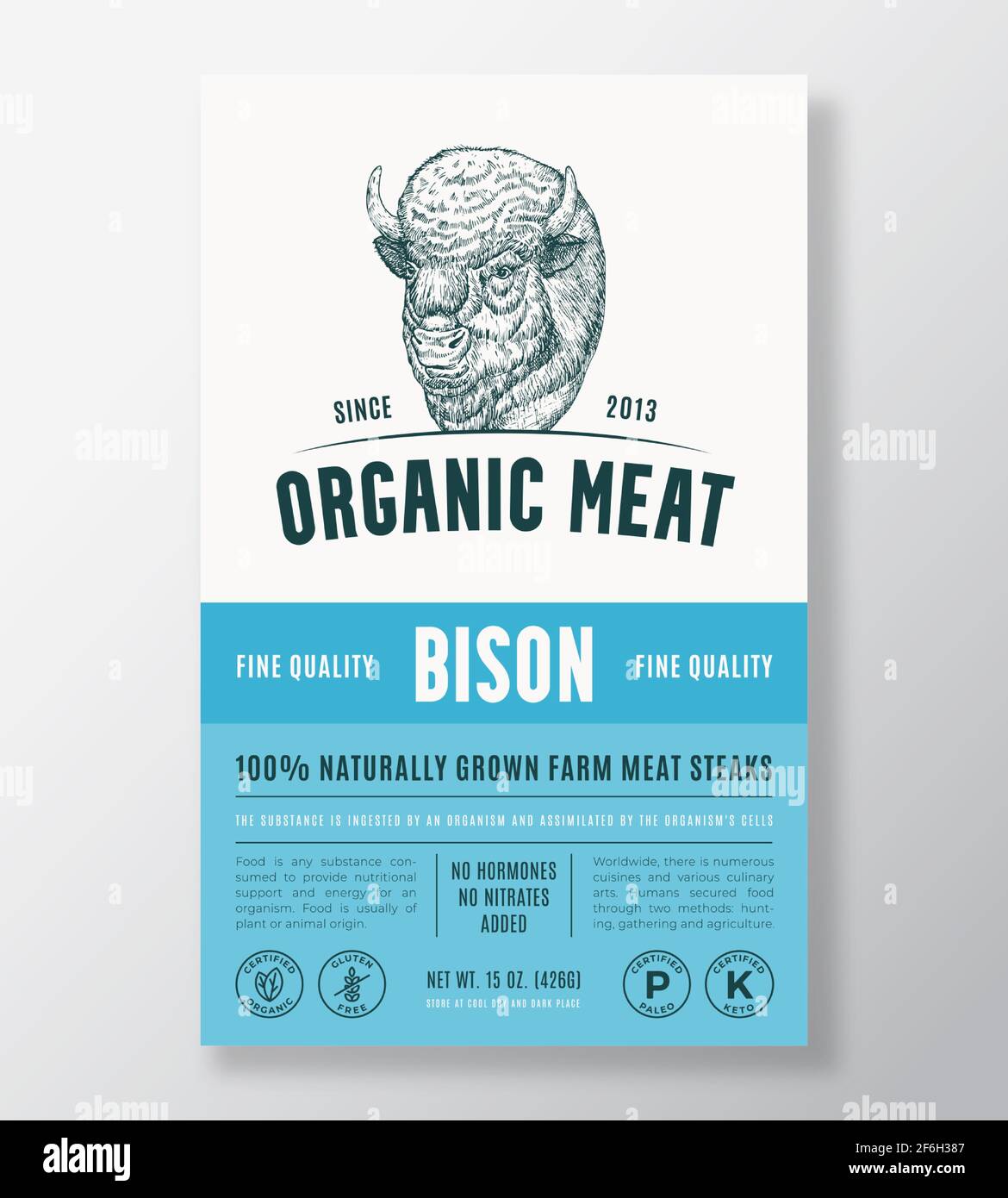 Organic Meat Abstract Vector Packaging Design or Label Template. Farm ...