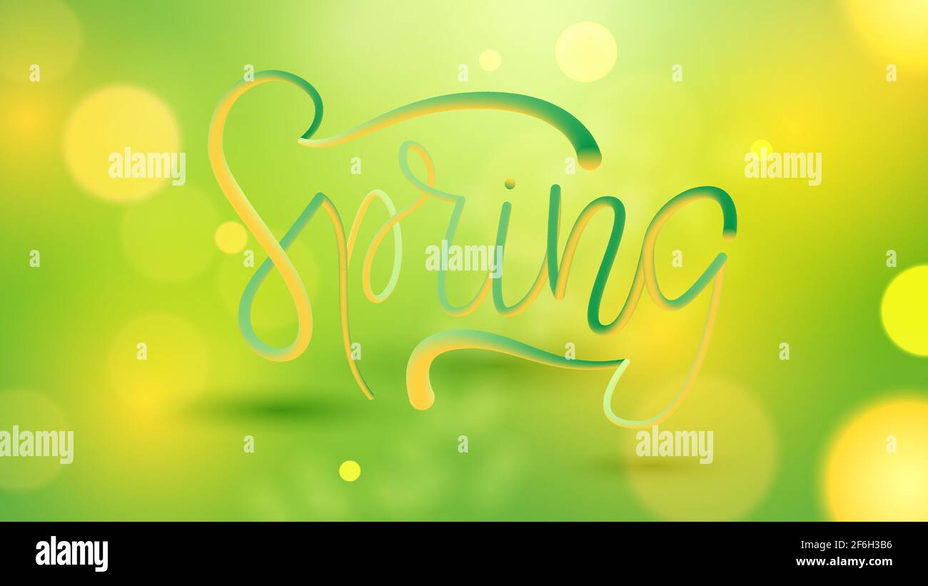 Green spring background with handwritten text vector illustration Stock ...