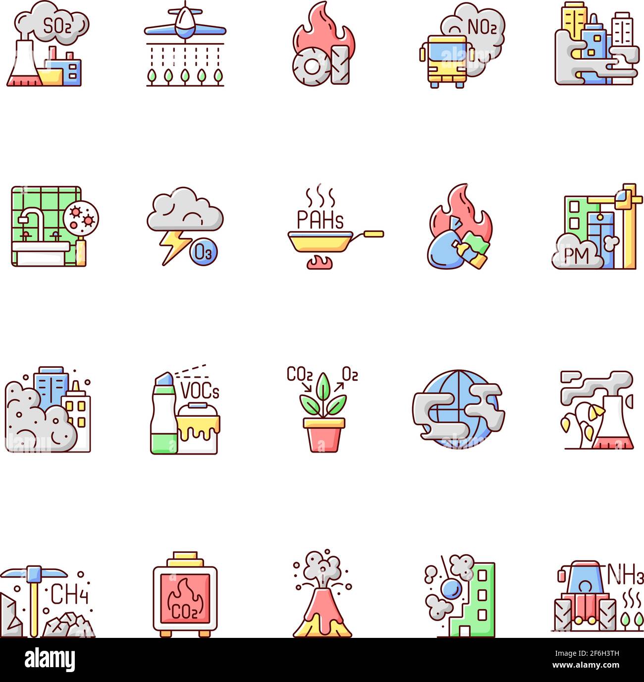 Air pollution RGB color icons set Stock Vector Image & Art - Alamy