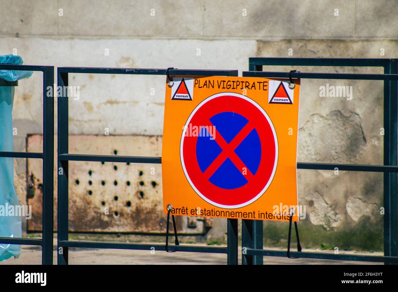 Reims France March 31, 2021 Street sign or road sign, erected at the ...