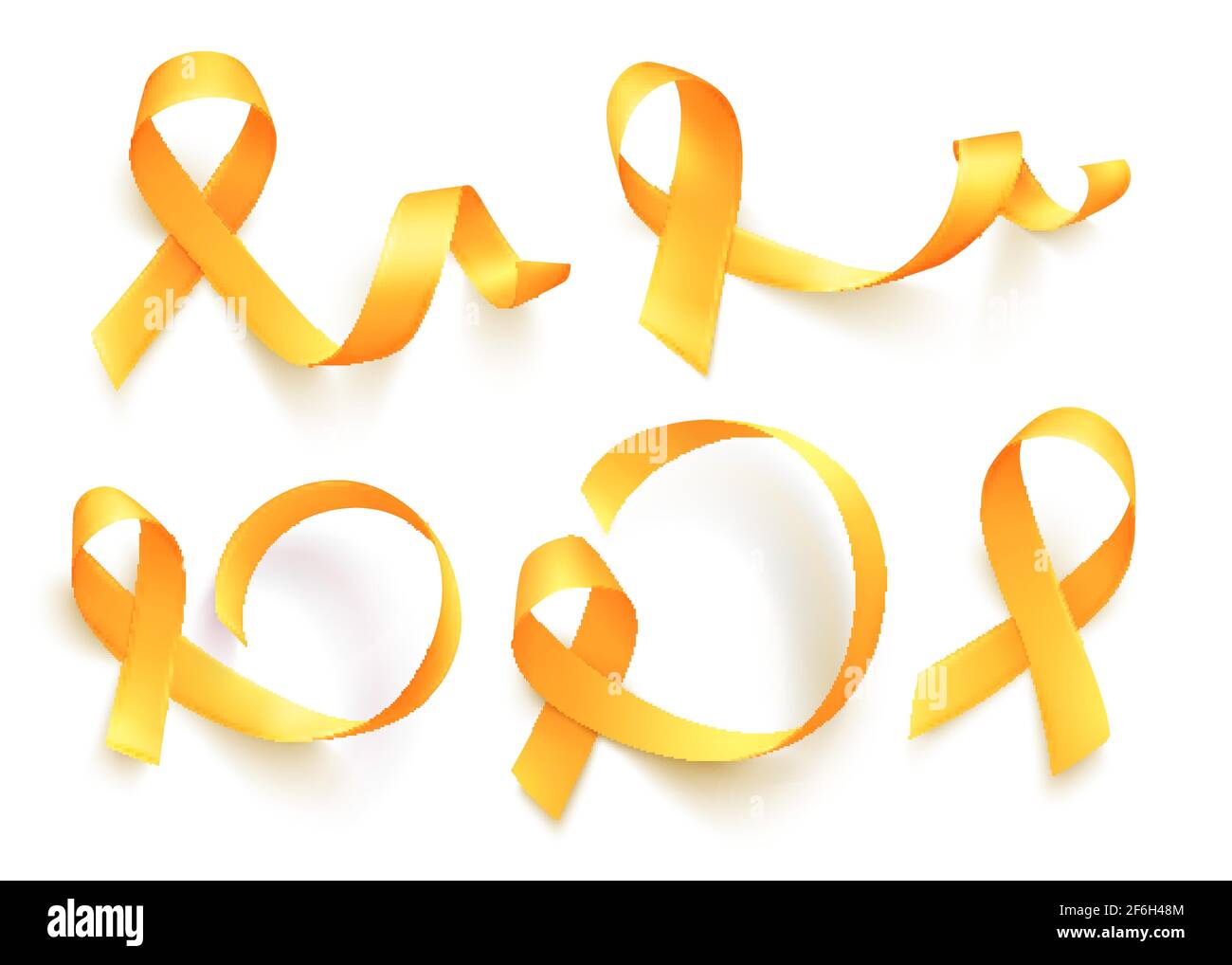 Realistic yellow ribbon. World childhood cancer awareness symbol ...