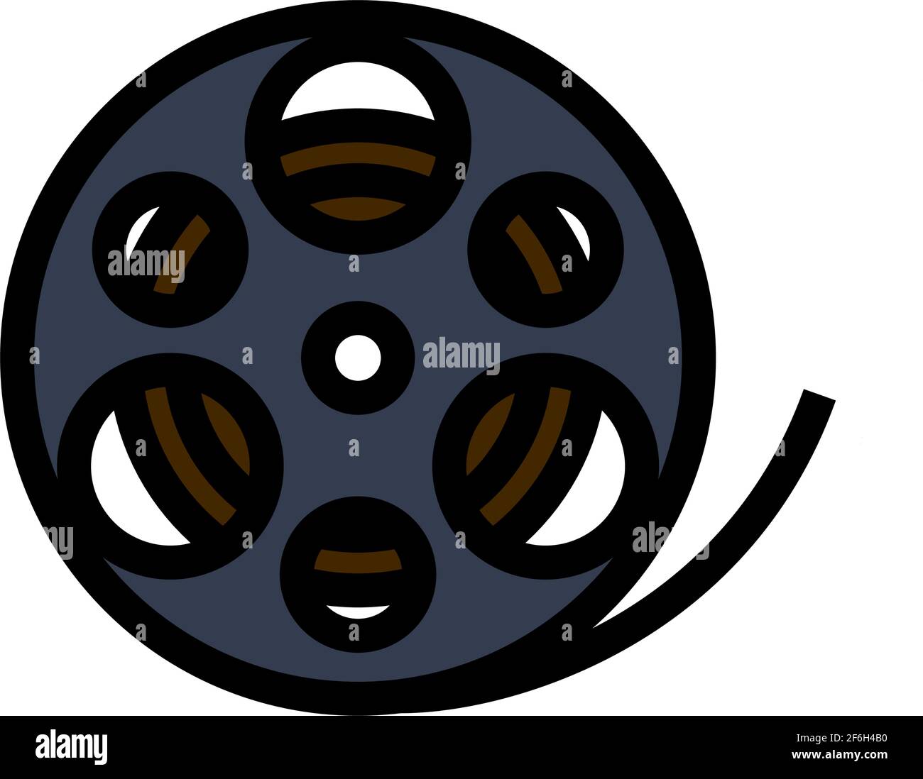 Movie Reel Icon. Editable Bold Outline With Color Fill Design. Vector ...