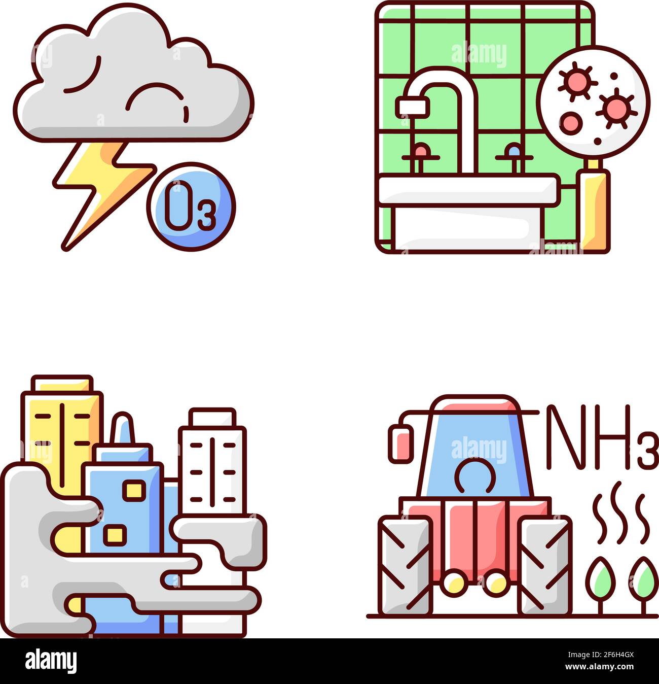 Air pollution RGB color icons set Stock Vector Image & Art - Alamy