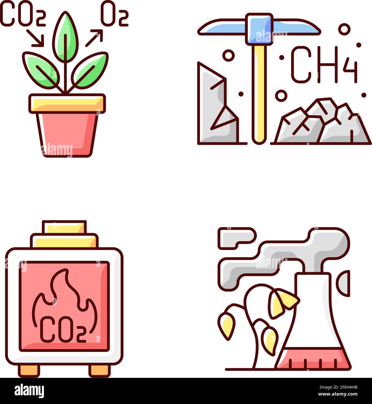 Air pollution RGB color icons set Stock Vector Image & Art - Alamy