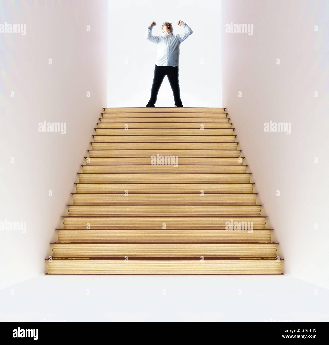 Student climbing stairs hi-res stock photography and images - Alamy