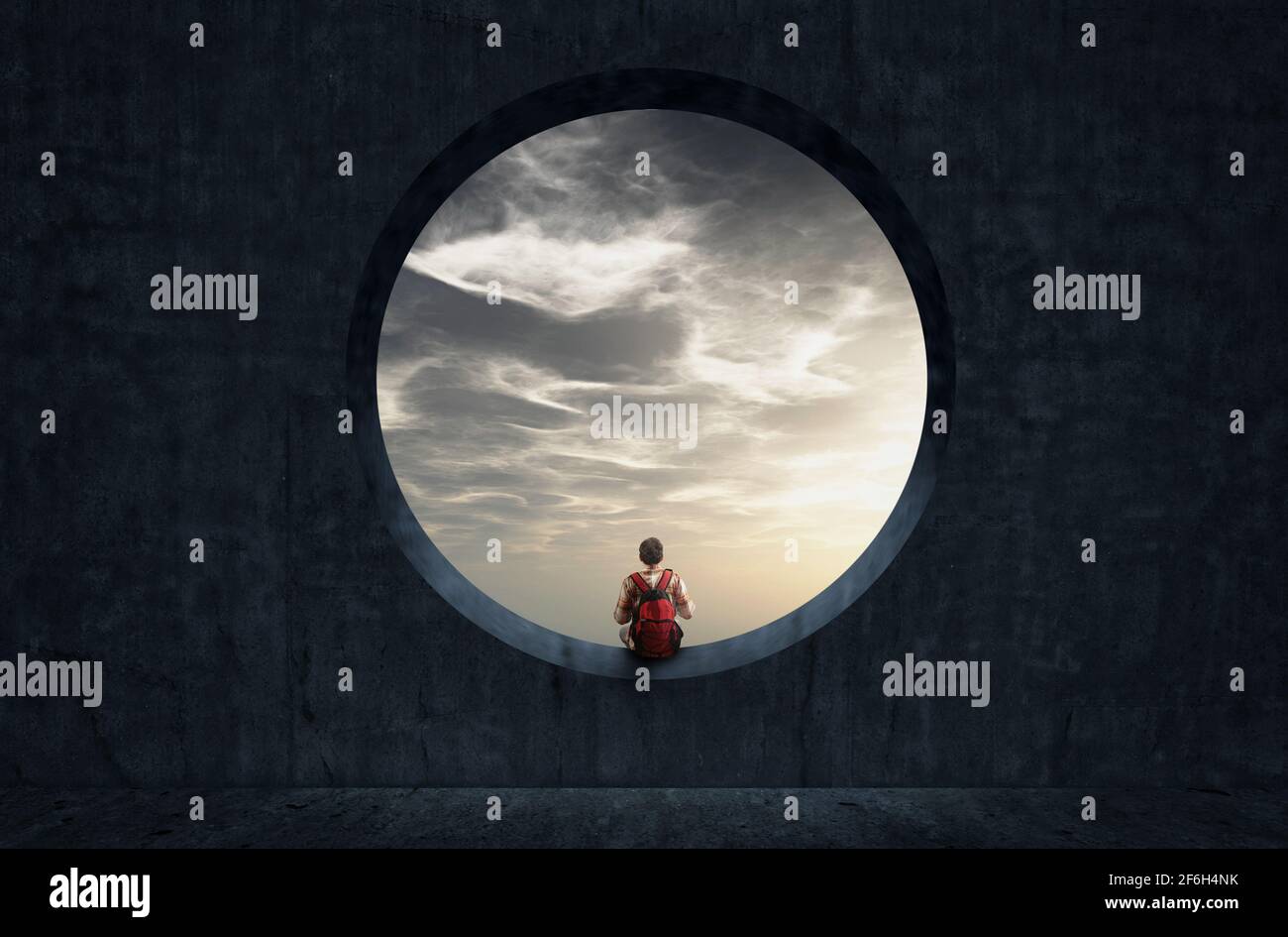 Concrete Wall With Round Window High Resolution Stock Photography and ...