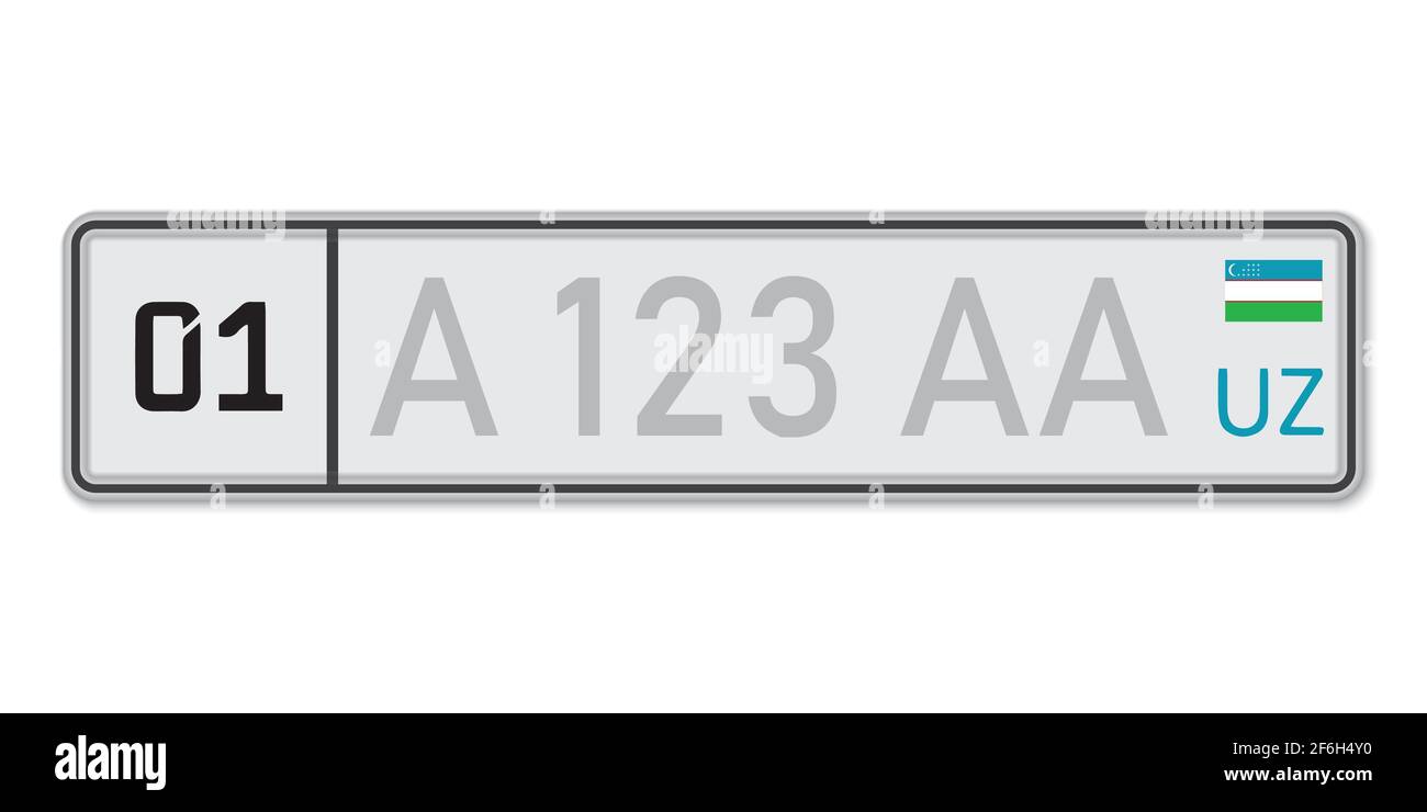 Car number plate. Vehicle registration license of Uzbekistan. European ...