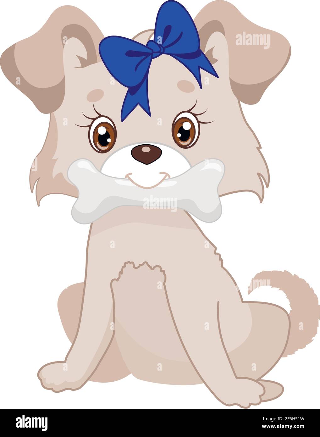 Dog keeps a bone, vector, isolated on white. Vector illustration Stock ...