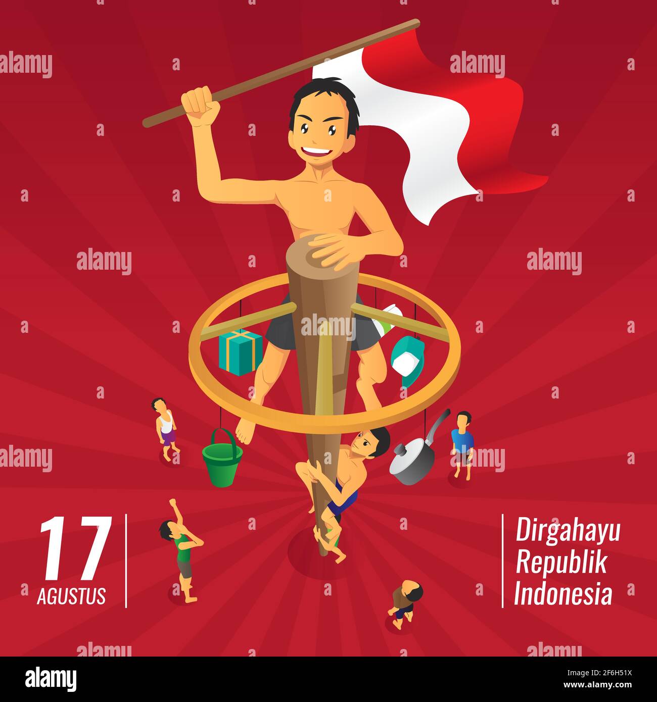 Indonesia independence day games panjat pinang pole climbing Stock ...