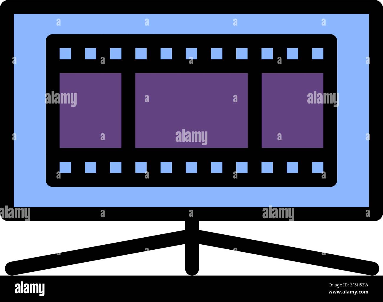Cinema TV Screen Icon. Editable Bold Outline With Color Fill Design ...