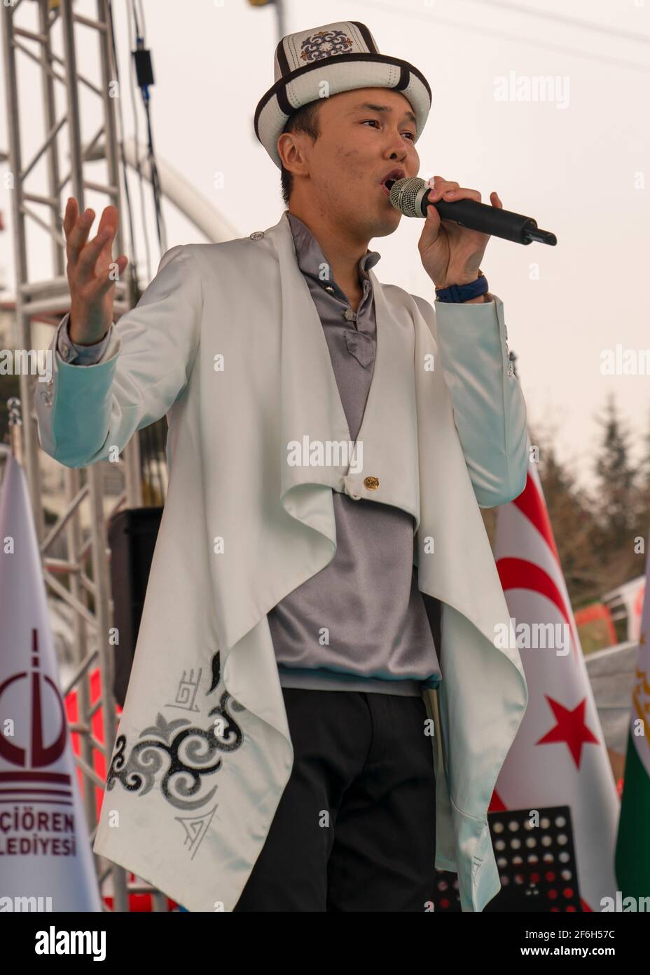Ankara, Turkey - March 21 2021: Kirghiz musician sings Stock Photo - Alamy