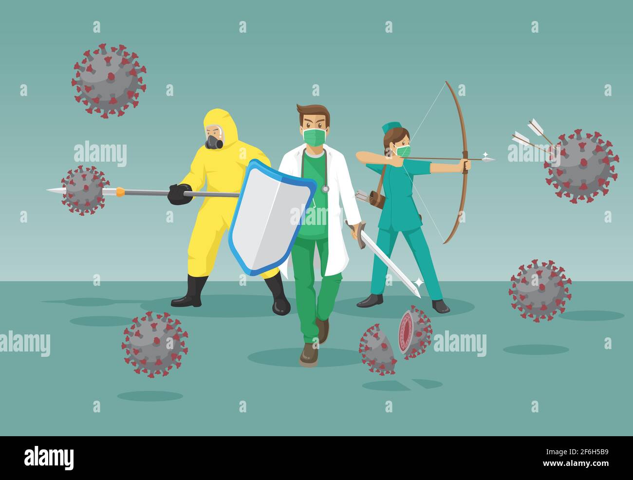 Medical Team fight corona virus vector illustration Stock Vector Image ...