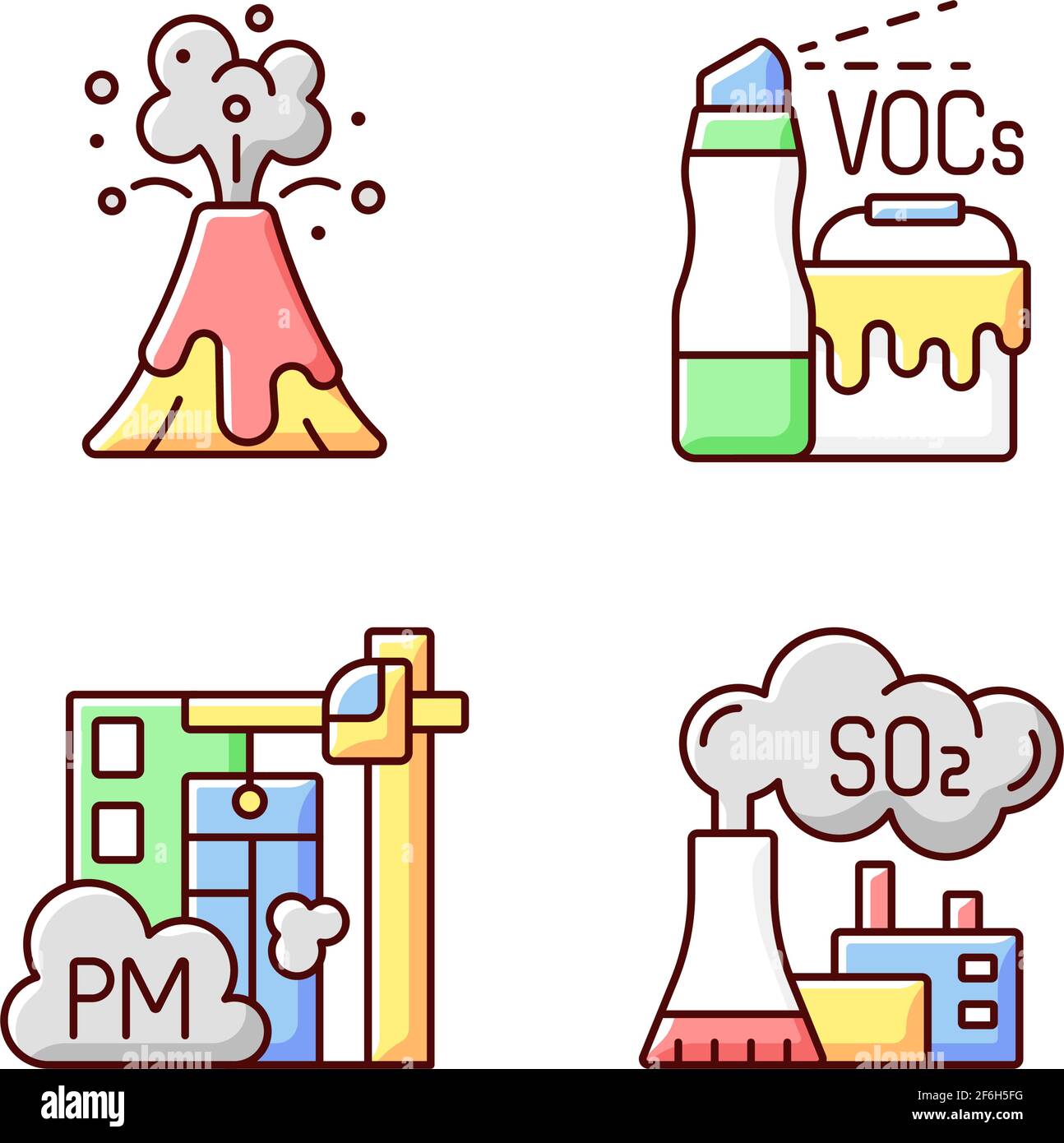 Air pollution RGB color icons set Stock Vector Image & Art - Alamy