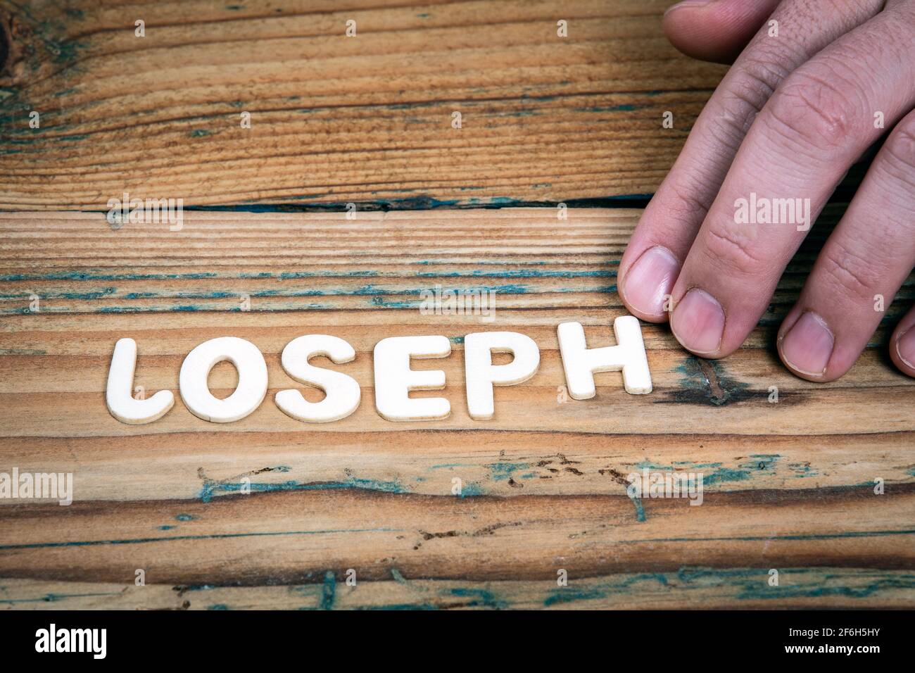 JOSEPH. Name of men and boys. Birthday concept. White letters of the ...