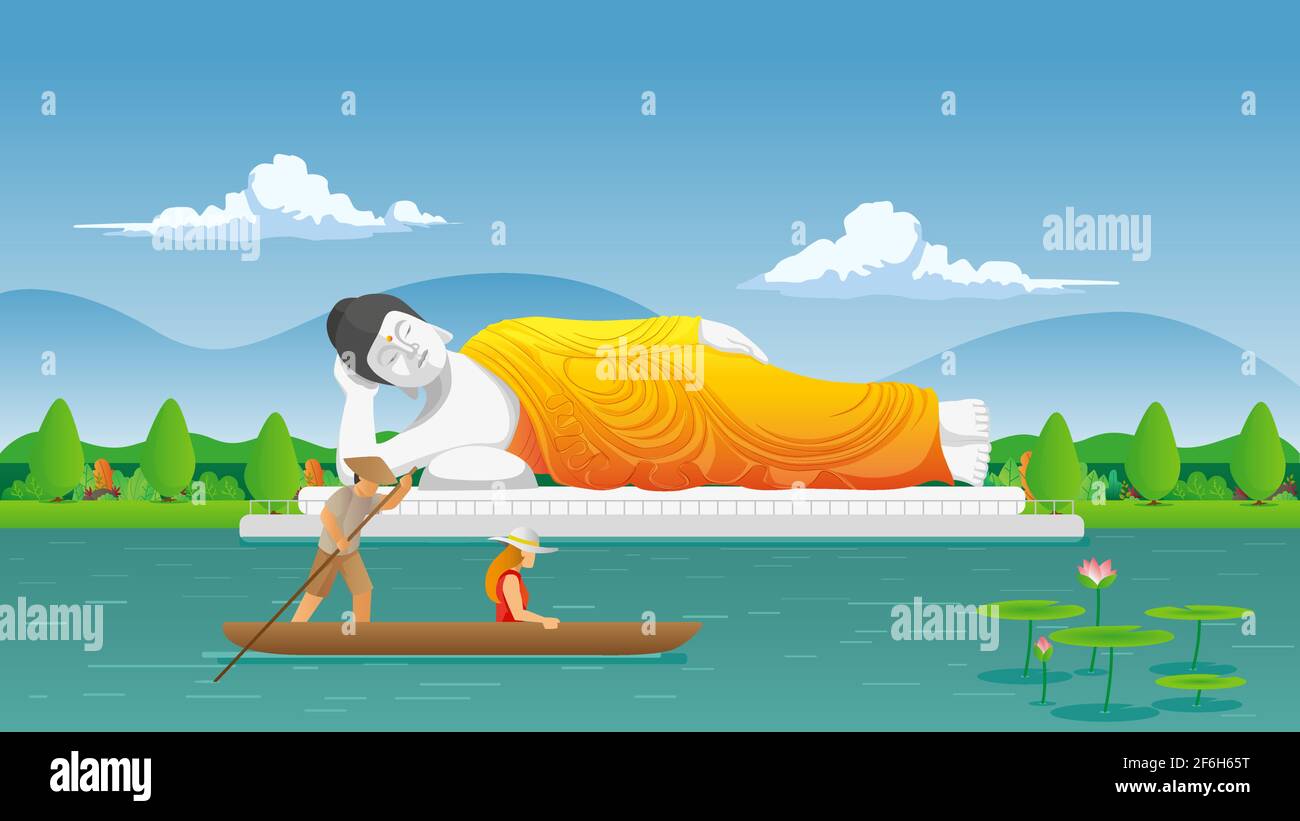 Boat with lotus Stock Vector Images - Alamy