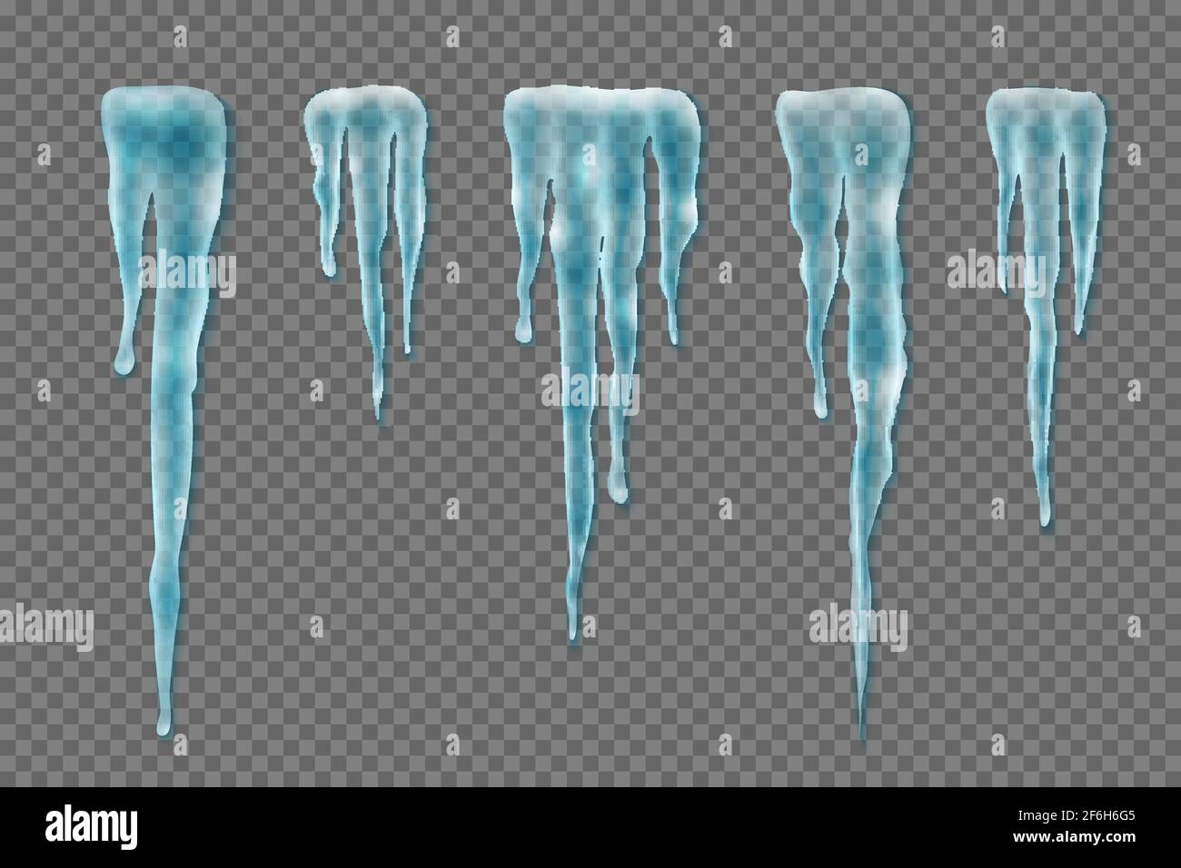 Set of realistic borders with snow icicles on transparent background ...