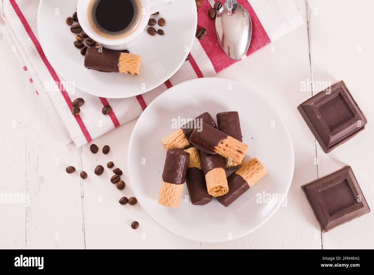 Chocolate wafer rolls Stock Photo - Alamy