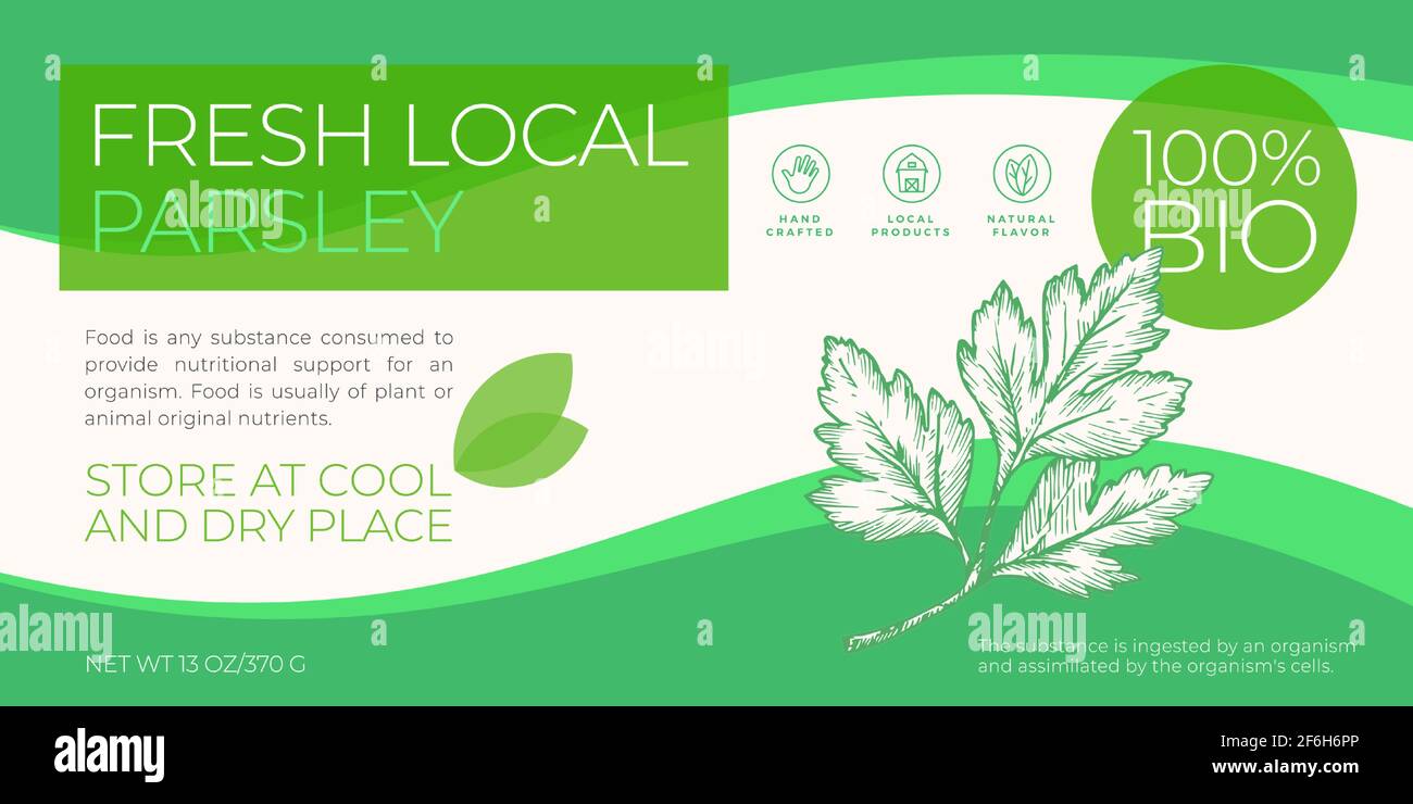 Fresh Local Herbs Label Template. Abstract Vector Packaging Horizontal ...