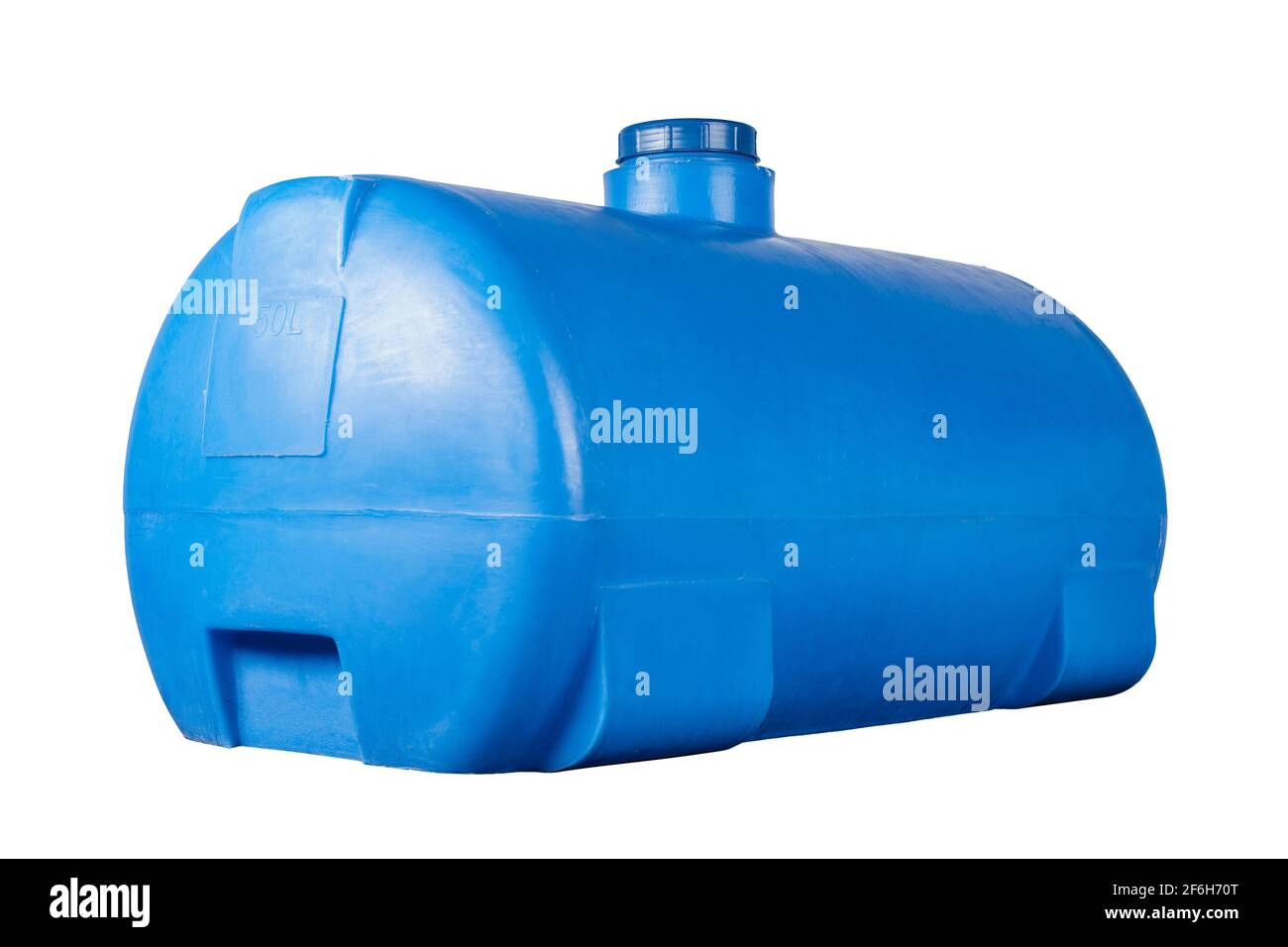 Blue plastic water tank isolated on white Stock Photo - Alamy
