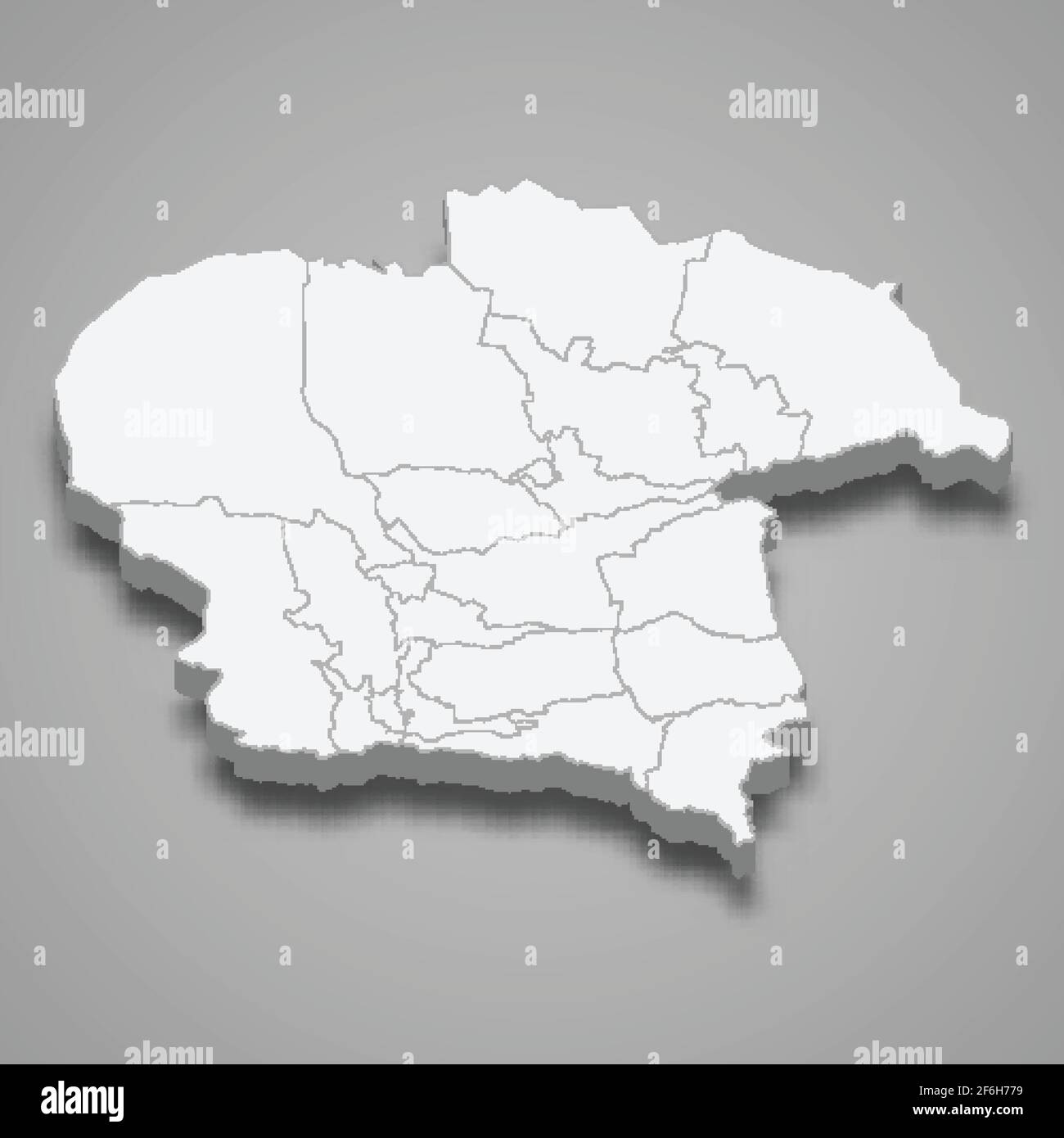 3d isometric map of Almaty oblast is a region of Kazakhstan, vector ...