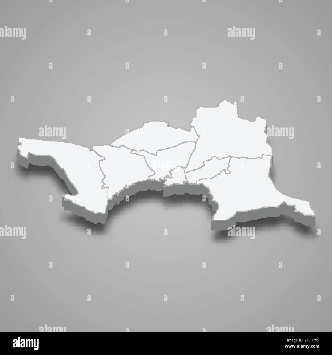 3d isometric map of Atyrau oblast is a region of Kazakhstan, vector ...