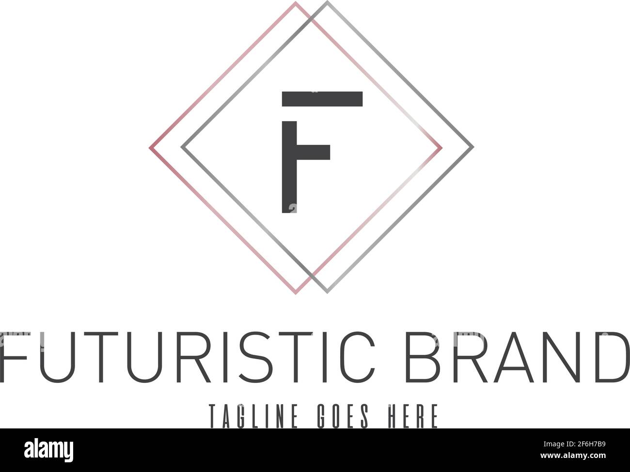 Modern Elegant Silver Rose Gold Geometric Letter F Logo Vector Template ...