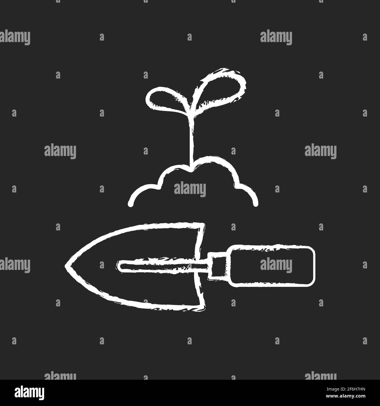 Hand trowel chalk white icon on black background Stock Vector Image ...