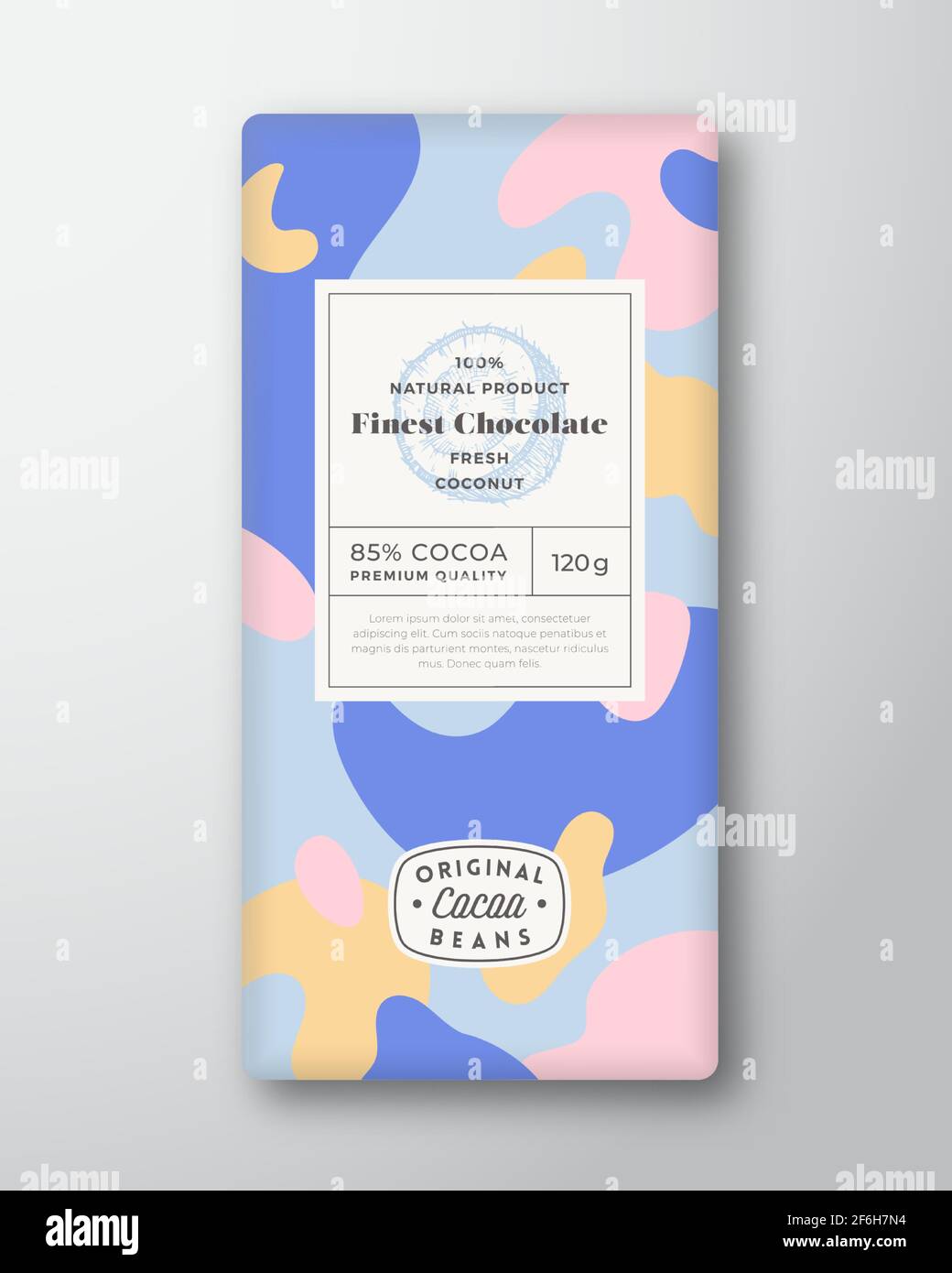 Coconut Chocolate Label Abstract Shapes Vector Packaging Design Layout ...