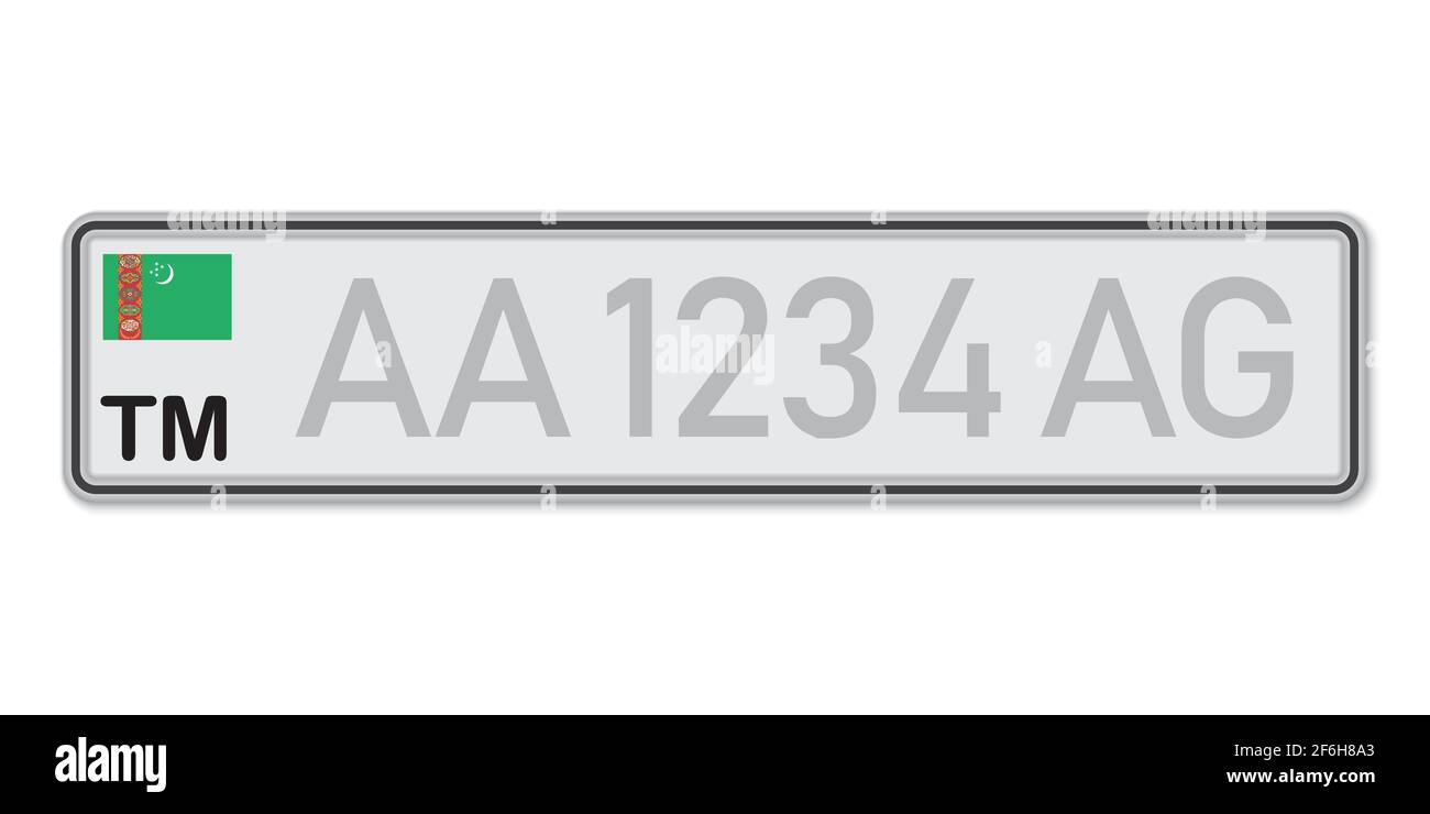 Car number plate. Vehicle registration license of Turkmenistan ...