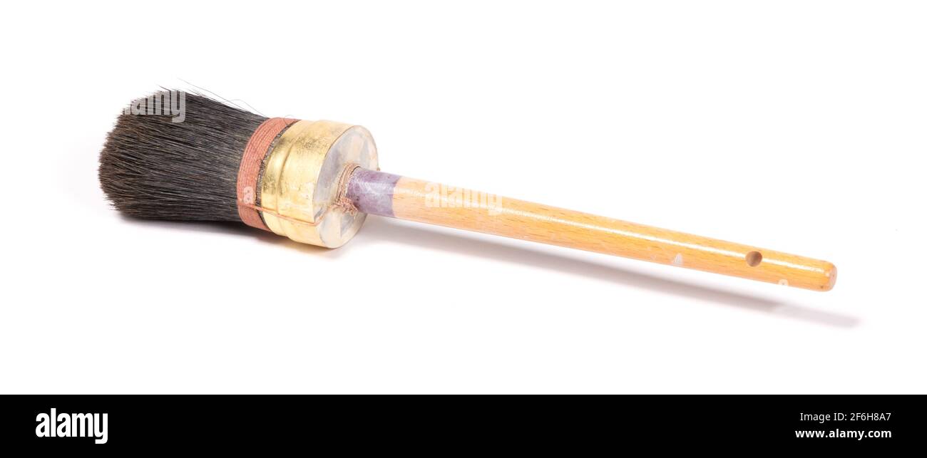 Old paintbrush isolated on a white background Stock Photo - Alamy